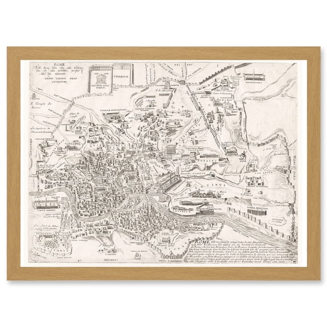 Map Ligorio 16th Century Ancient Rome Roman City Plan Artwork Framed ...