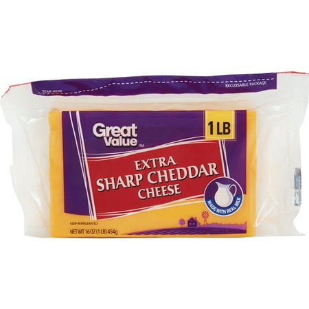 Great Value Extra Sharp Cheddar Cheese, 16 oz - Walmart.com