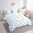 Castle Fairy Gold Glitter Checkered Letter J Bedding Comforter Set 7 ...