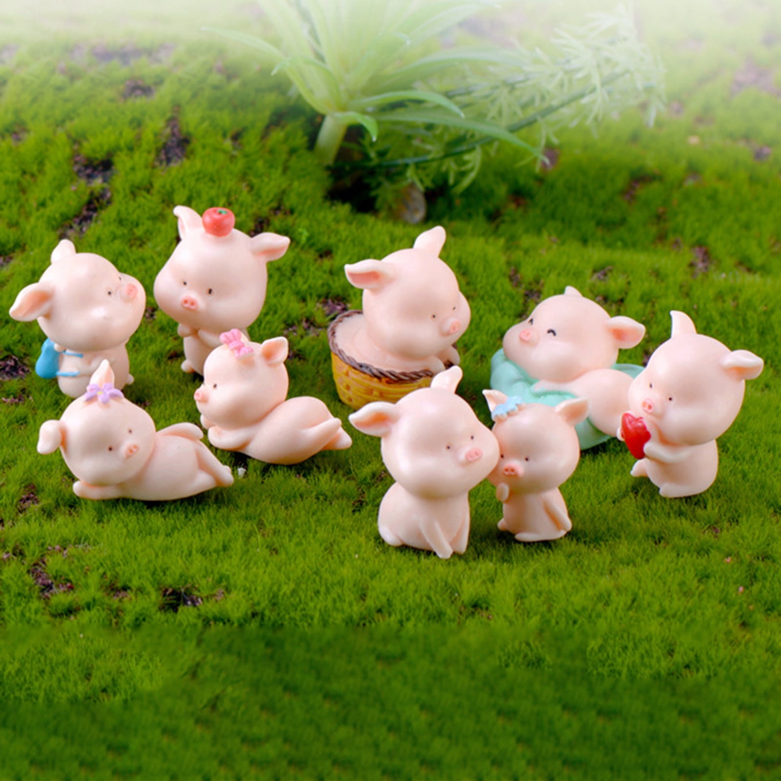 Vnanda 9Packs Cute Pink Piggy Toy Figures Miniature Pig Cake Toppers ...
