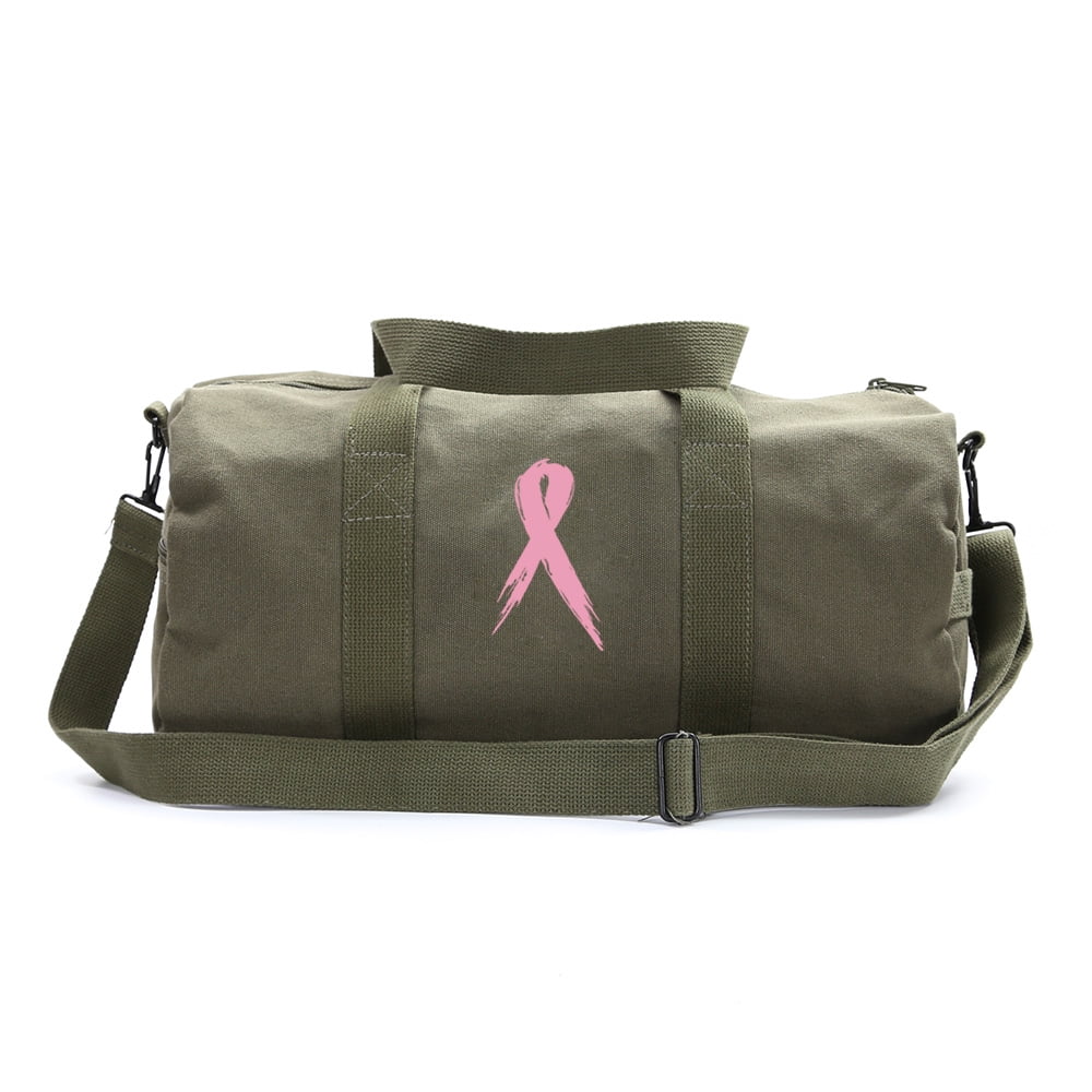 Cancer Awareness Heavyweight Canvas Duffel Bag Painted Pink Ribbon ...