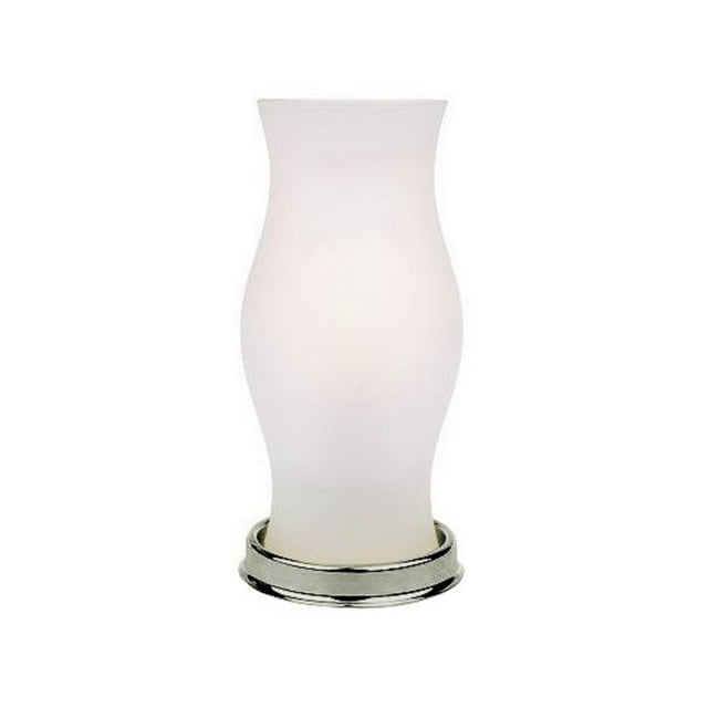 Battery Operated LED Hurricane Lamp with Frosted Glass Vase & Nickel ...