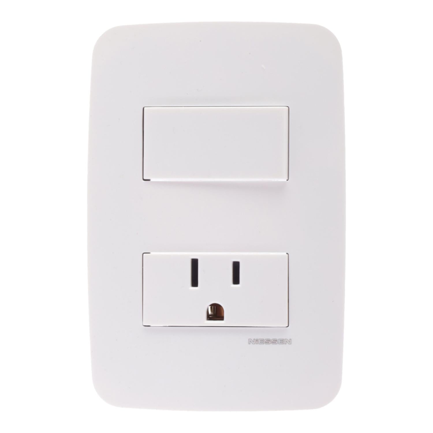 Apagador Con Contacto Niessen Origen Blanco Plástico Placa multicolor | Bodega Aurrera en línea