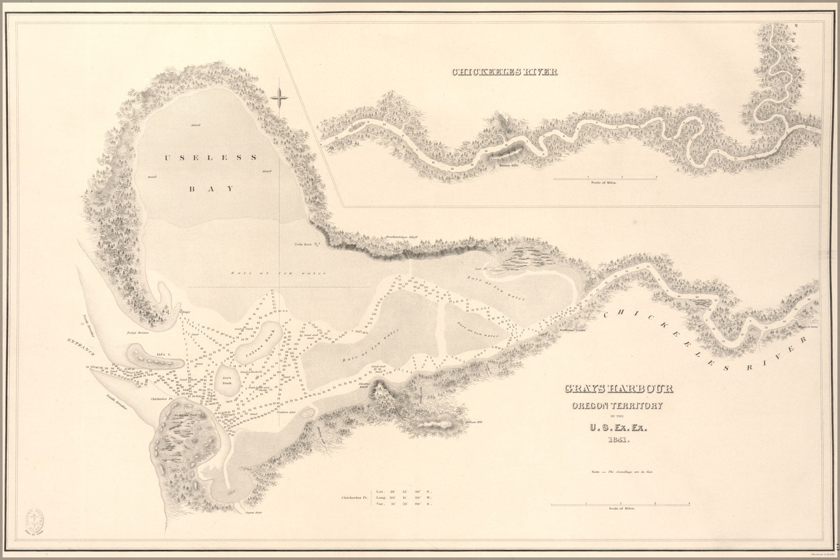 24"x36" Gallery Poster, map of Grays Harbour Oregon Territory 1841 ...