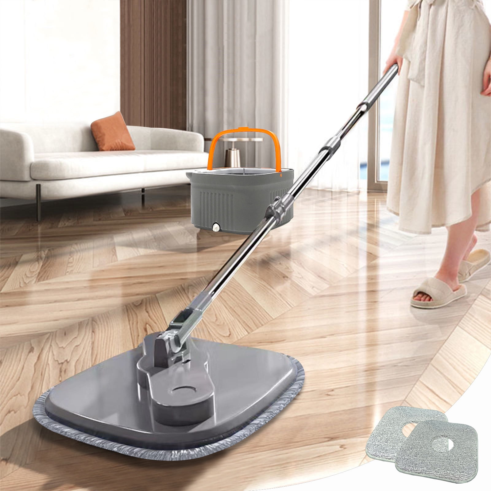 Spin Mop and Bucket with Wringer Set Support Self Separation Sewage and ...