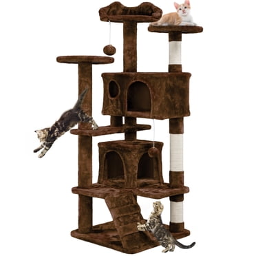 Beatrise Pet Products Cat Tree & Condo Scratching Post Tower, Brown ...