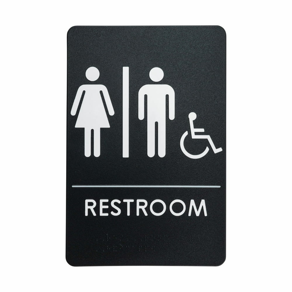 Unisex Restroom Sign for Handicap Accessible Restroom, ADA-Compliant ...
