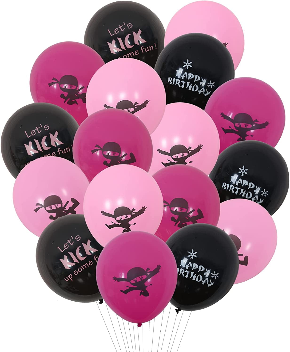 Pink Ninja Master Balloons for Girls Black Rose Red Ninja Warrior ...