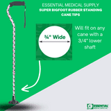 Super Big Foot Walking Cane Tip in Black, Wide Base, Fits on Aluminum ...