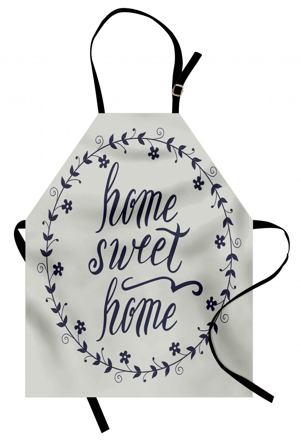 Home Sweet Home Apron Circular Frame with Little Flowers Leaves and ...