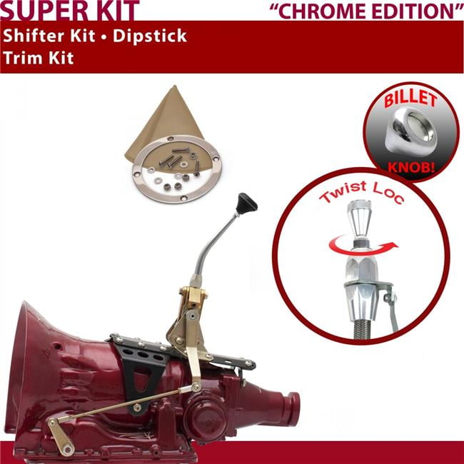 American Shifter 4L60E Shifter Kit Chrome 8 in. Trim Kit Dipstick Push ...