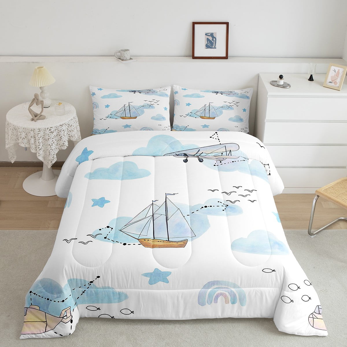 Click here for Yst Nautical Theme Comforter Airplane Sailboat Bed... prices
