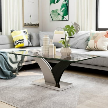 Free Shipping! Furniture of America Modern Geometric Glass Top Coffee ...