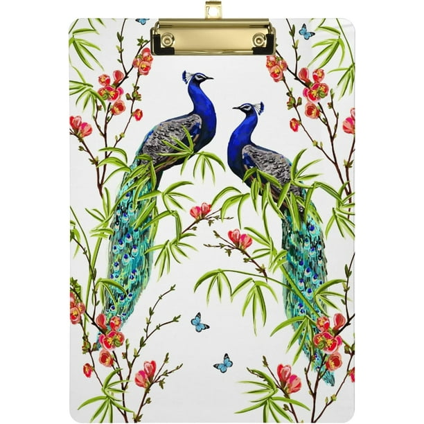 XDDJA Floral Tropical Bamboo Trees Peacocks Butterflies Clipboard ...