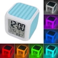 Alarm Clocks Turquoise Stripes Digital Clock 7 Color LED Night Light ...