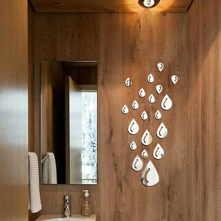 SHAR Water Drops Wall Sticker Mirror - Silver, Unpasted Self-adhesive ...