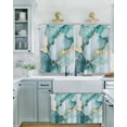 Abstract Marble Texture Short Blackout Curtains 36 Inch Long,Green Gold ...