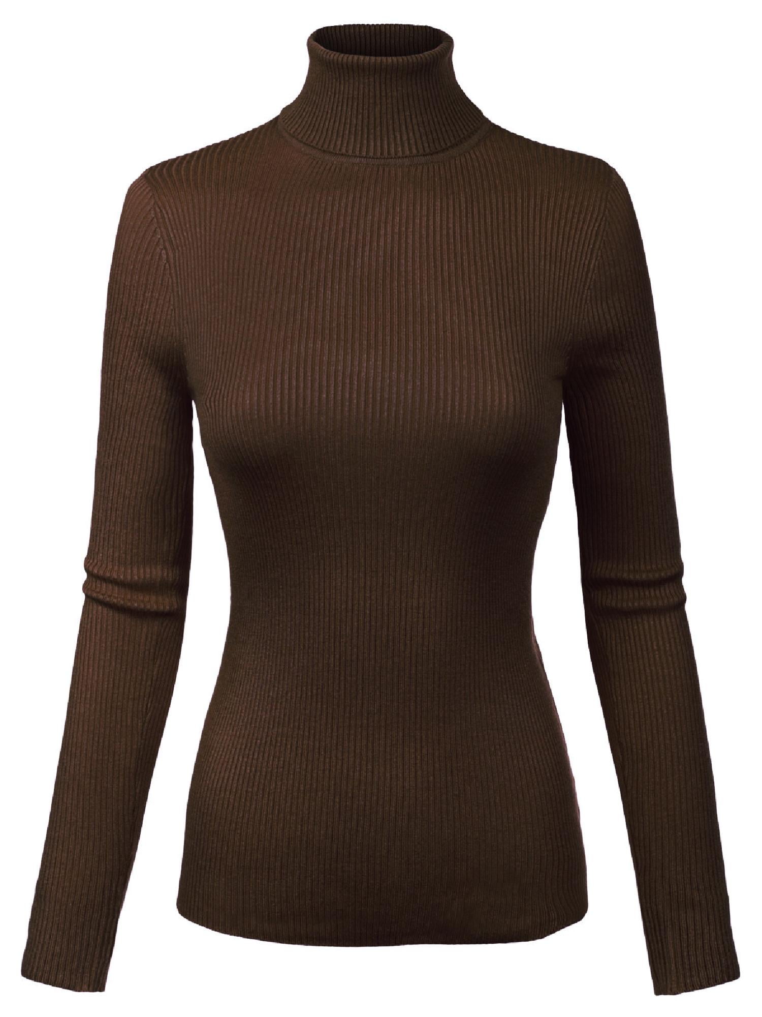 Made by Olivia Women's Solid Long Sleeve Turtleneck Slim Fit Ultra ...