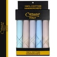 Caruso Italy Men's Luxury 100% Pure Cotton Handkerchief Light Base with Colored Border - Pack of ...