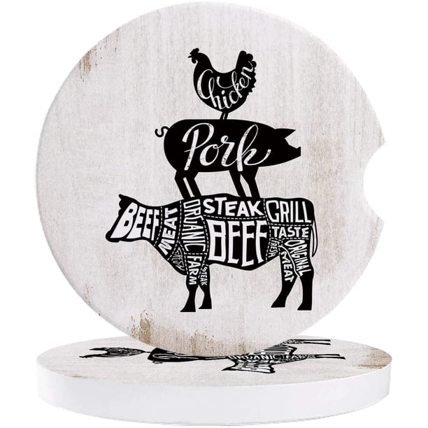 XDDJA Farm Theme Vintage Set of 6 Car Coaster for Drinks, Absorbent ...