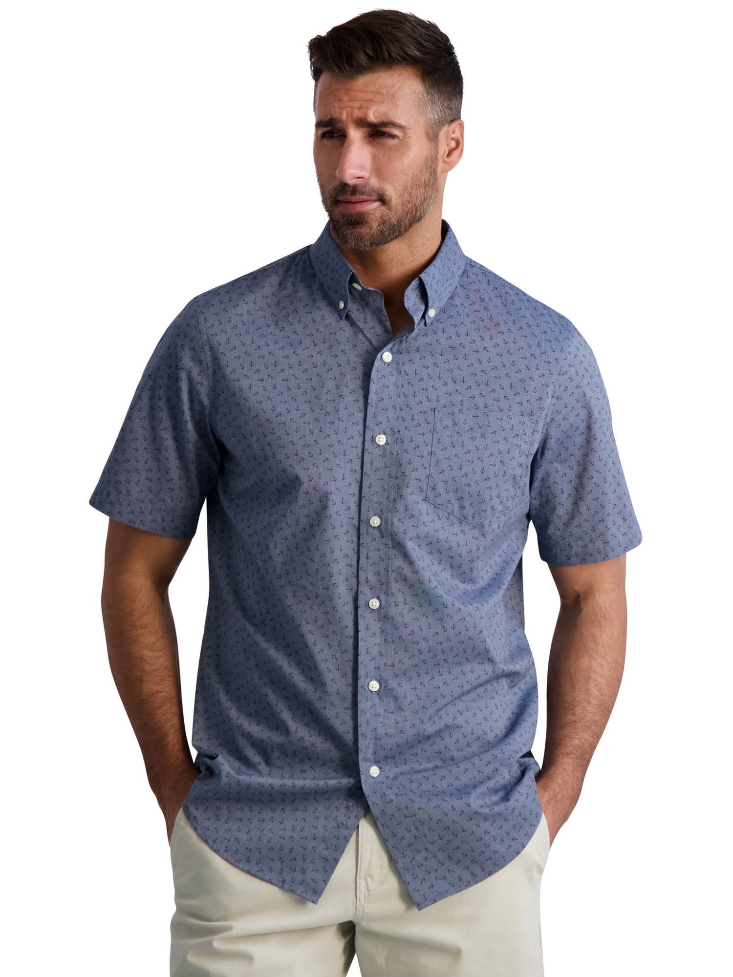 Chaps Men's Short Sleeve Stretch Woven Shirt, Sizes XS-4XB - Walmart.com