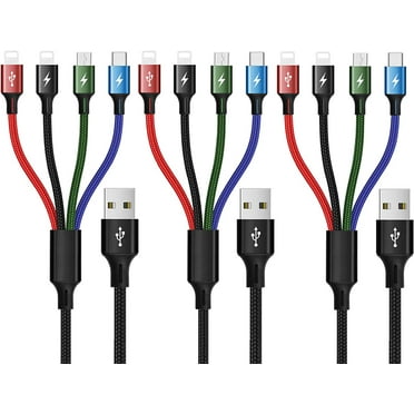 2Pack 4FT Multi Charging Cable,4 in 1 Nylon Braided Multiple USB Fast ...