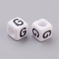 50 g 6MM Letter G Letter White Acrylic Cube Beads Horizontal Hole Size ...
