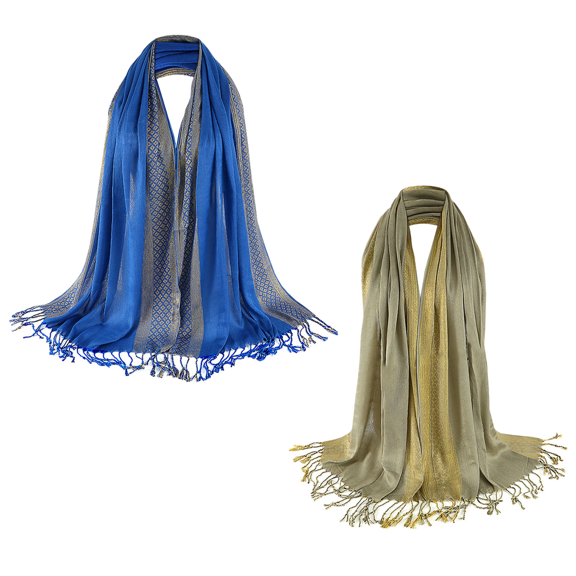 Curve Muse Sparkle Soft Long Lightweight Shawls for Women-2 Pack-Pack B ...