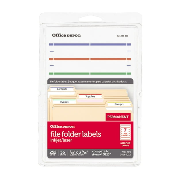 Office Depot® Brand Print-Or-Write Color Permanent Inkjet/Laser File ...