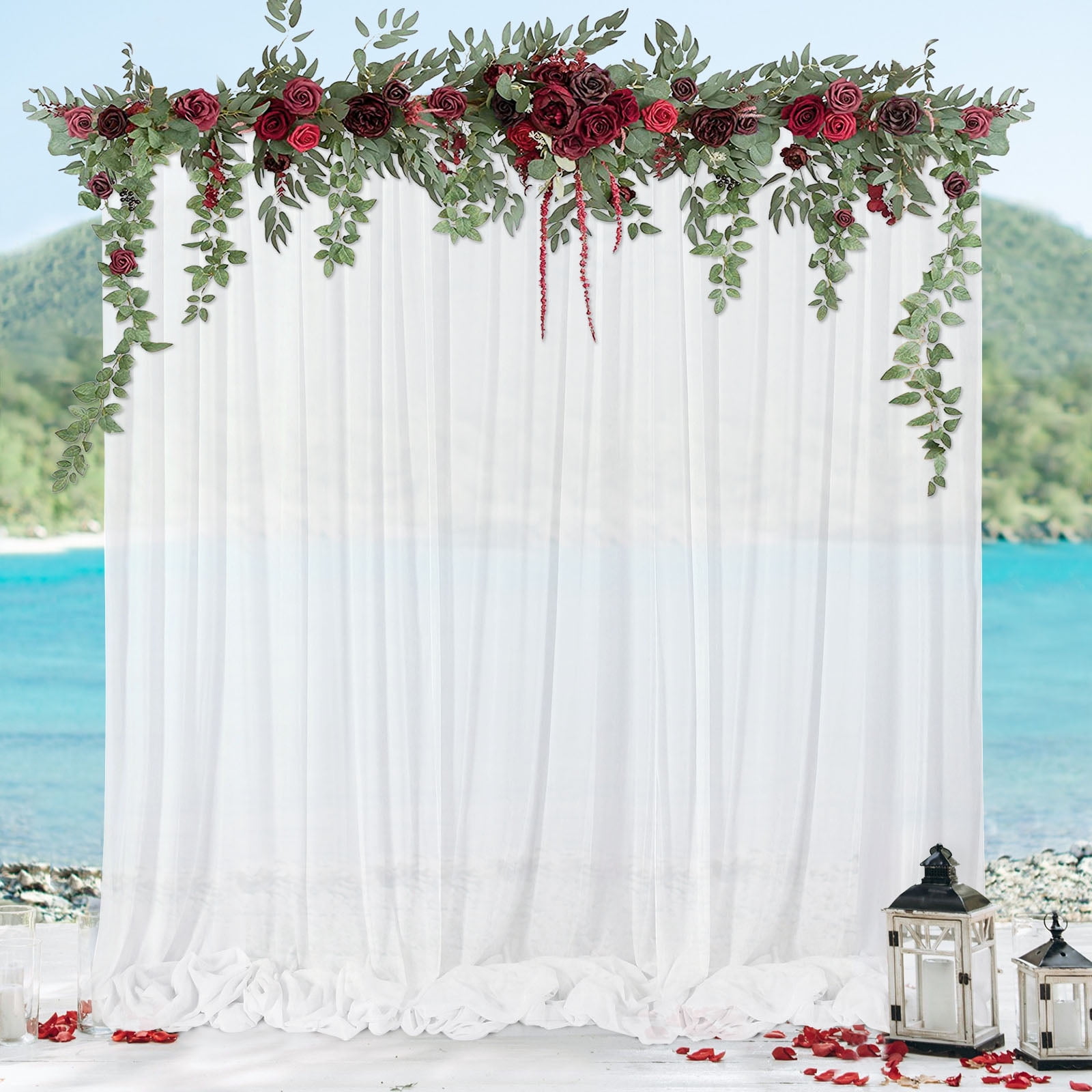 Fanqisi White Backdrop Drapes for Baby Shower Wedding 2 Panels 96 ...