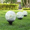Garden Solar Lights, Cracked Glass Ball Waterproof Warm White LED for ...