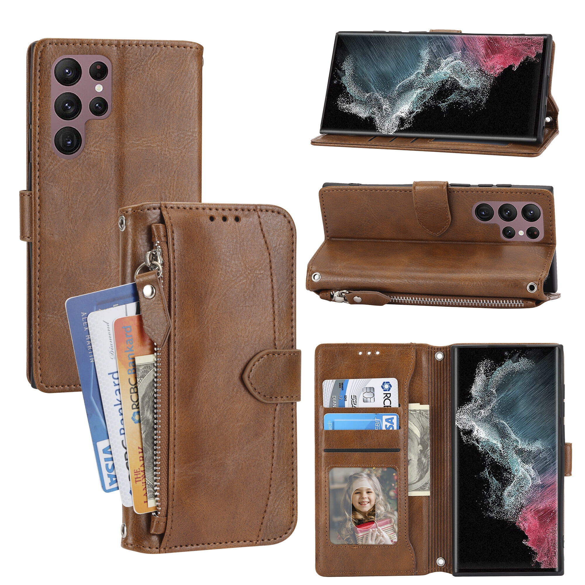 Samsung Galaxy S22 Ultra 5G Case ,PU Leather Zipper Card Holder Cover ...