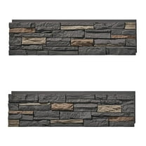 WallWell Iron Gray Premium Faux Stone Wall Panels, 46.25” x 12.88 ...