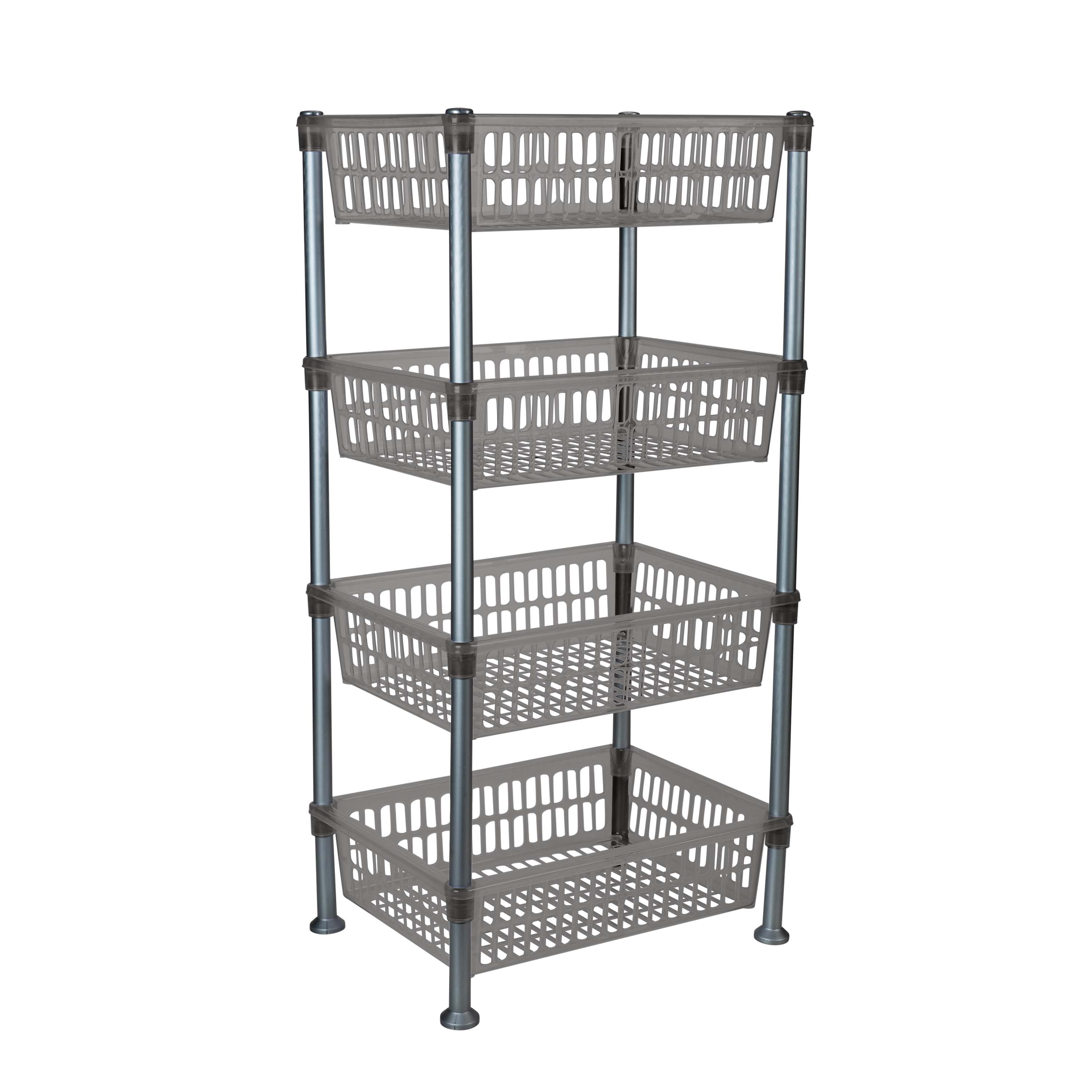 Kitchen Details Slim 4-Shelf Plastic Freestanding Shelves, Smoke Gray ...