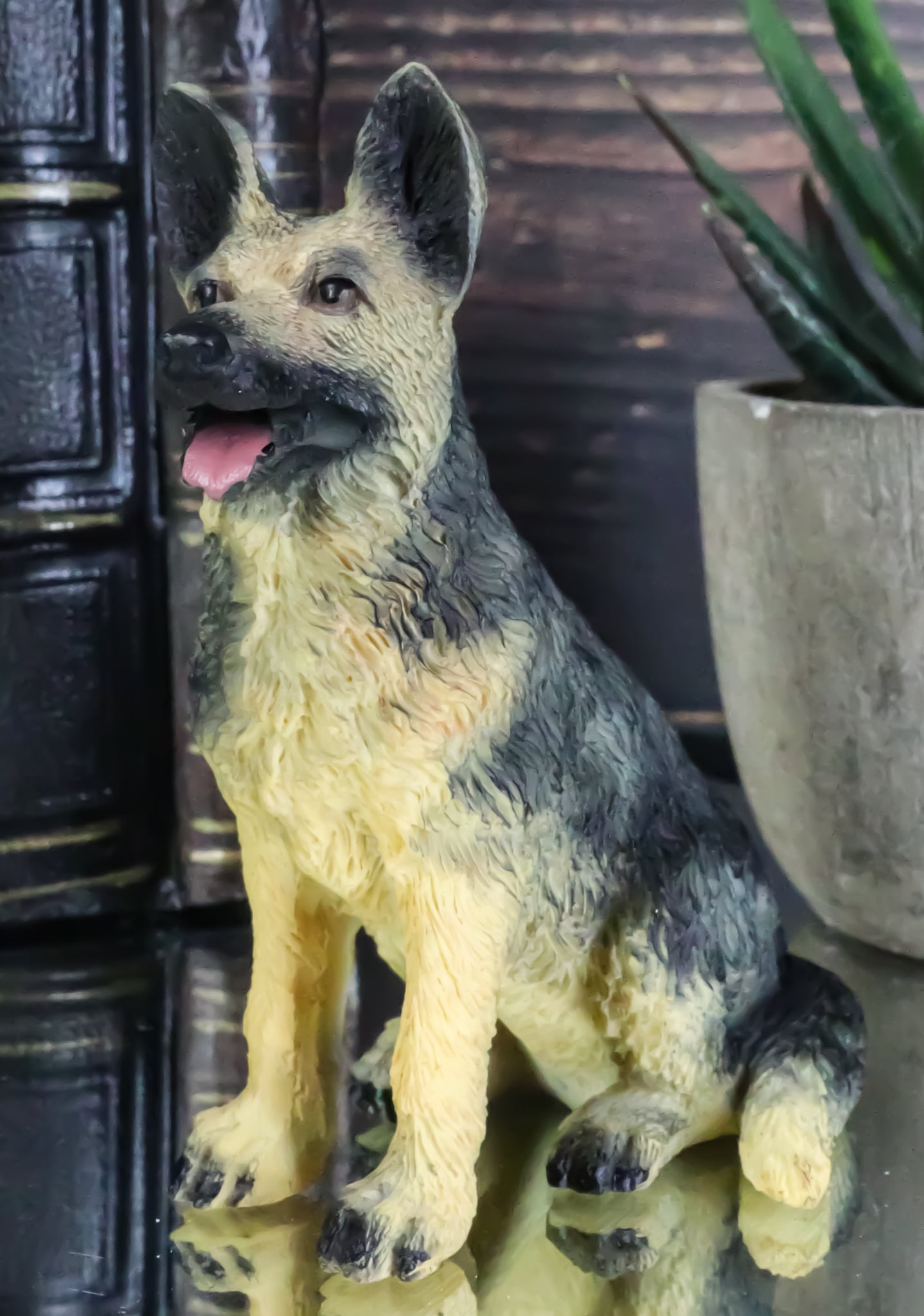Lifelike Realistic Sitting Canine German Shepherd Police Dog Miniature ...