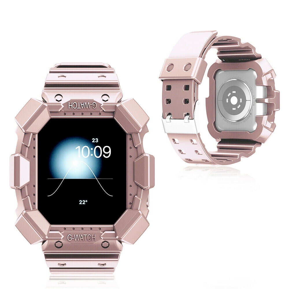 FIEWESEY Compatible for Apple Watch Band 38mm 40mm, Rugged Bumper ...