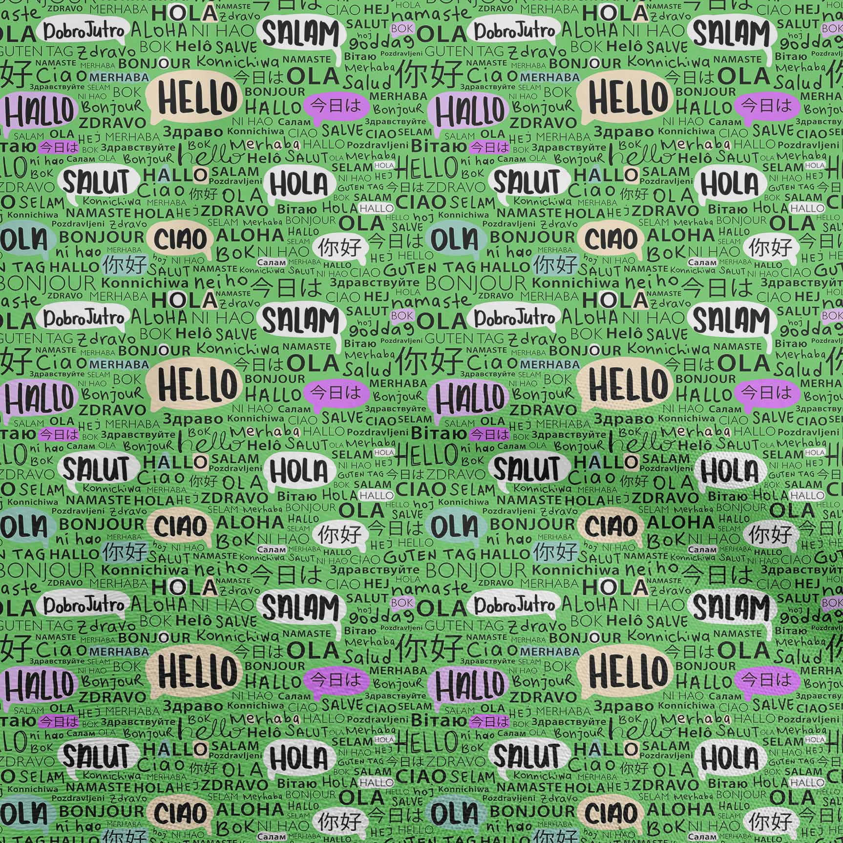 oneOone Polyester Spandex Green Fabric Writing Text Sewing Craft ...
