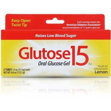 Glutose 15 gm Oral Glucose Gel, One Dose Tube with Lemon Flavour - 3 Ea ...