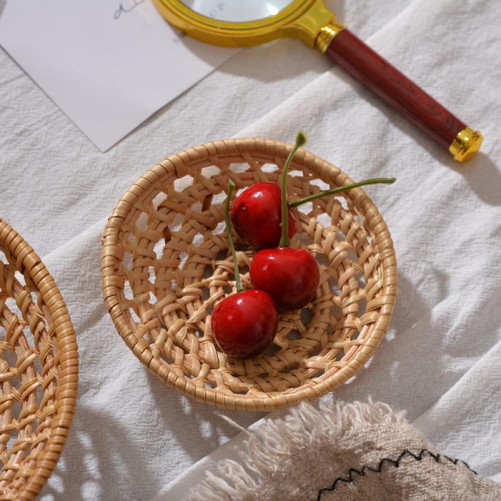 Storage Basket,Fruit Vegetable Storage Round Wicker Baskets-Rattan ...