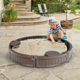 Infans 4F Outdoor Backyard Playground Sandbox with Built-in Bench, Lid ...