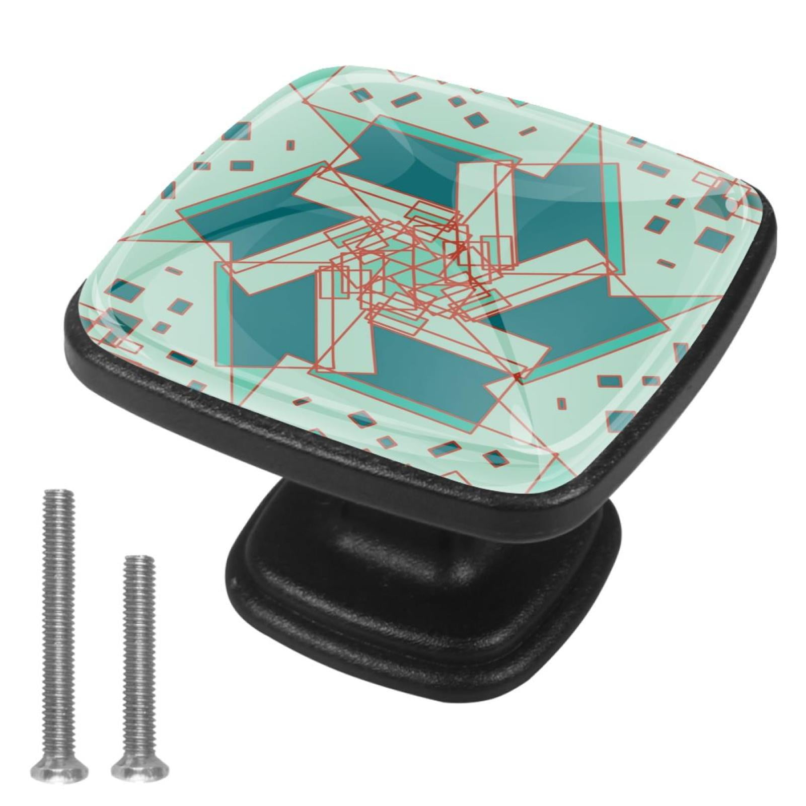 4 Pcs Cabinet Handle Drawer Pulls Geometry Knobs with Screws Square ...