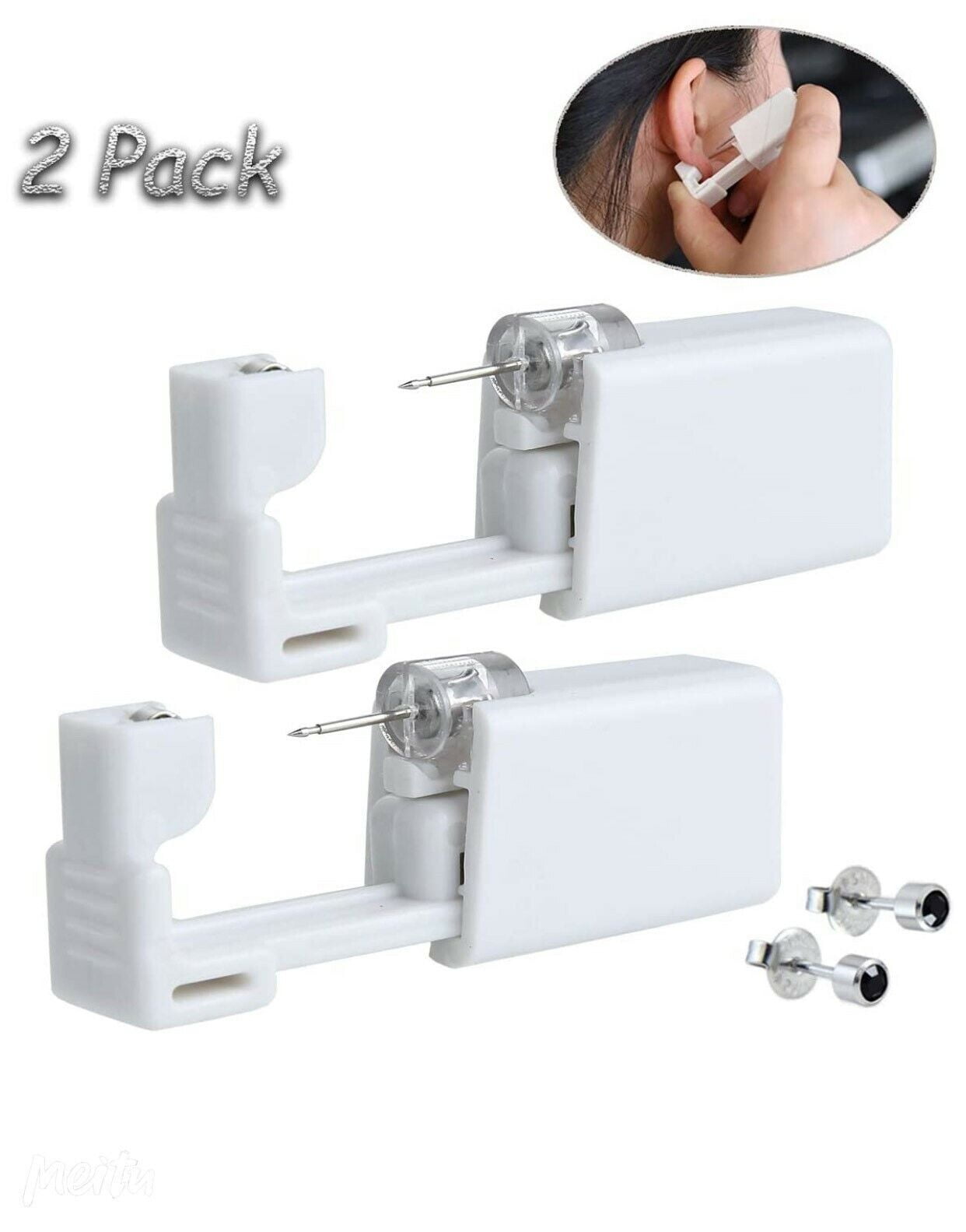 2 Pack Safety Ear Piercing Kit Disposable Self Ear Piercing Gun with ...