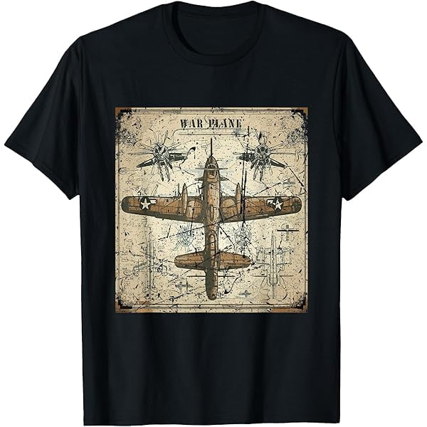 Click here for Generic Retro War Plane Ww2 Shirt Blueprint World... prices