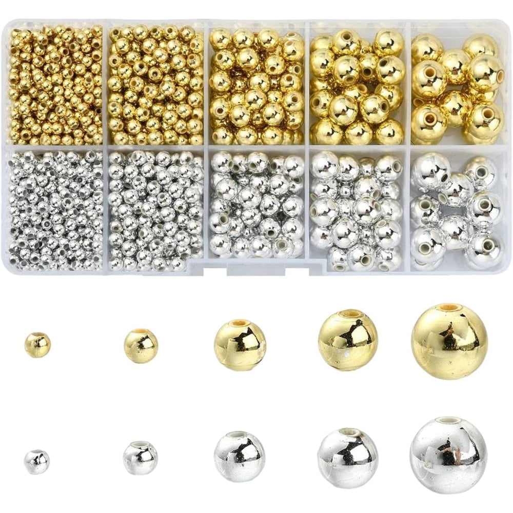 PEACNNG Round Acrylic Charm Beads DIY Supplies Accessories with Hole ...