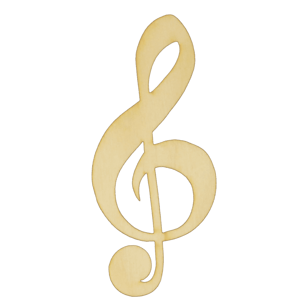 Unfinished Treble Clef Wood Cutout (1/4” Thickness, Small 2" x 4.5 ...