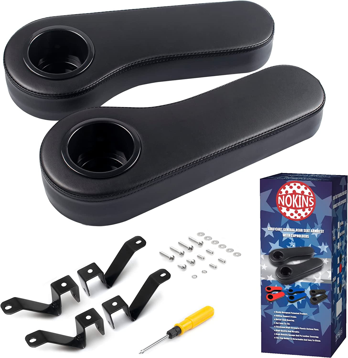 NOKINS Golf Cart Armrest with Cup Holder, Add Conjoined Support, Sturdy ...