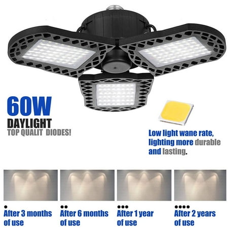 6500K/5000K Deformed Garage Light Three Leaf Foldable LED Garage Light ...