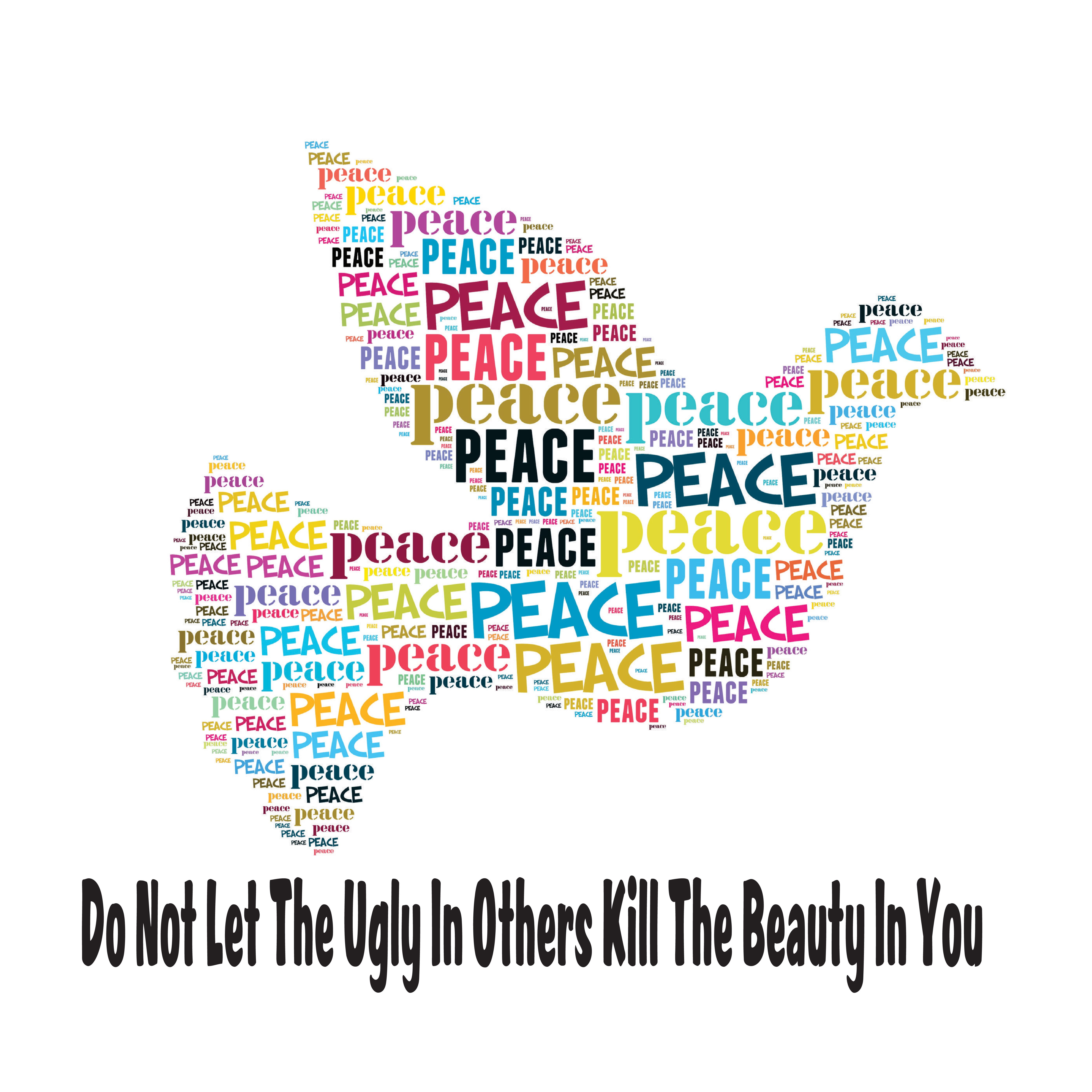 BIRDS - Multicolored Vinyl Dove Calligram Home Living Room Wall ...