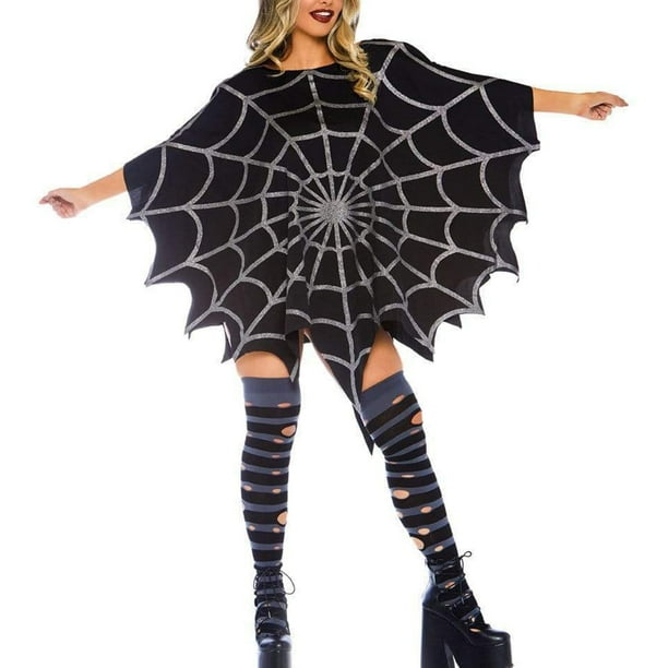 FAROOT Halloween Poncho Costume for Women Deluxe Sider Web Poncho Cape ...