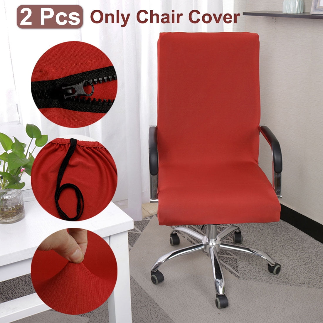 PiccoCasa 2Pcs Stretch Office Chair Slipcovers Swivel Computer Chair ...